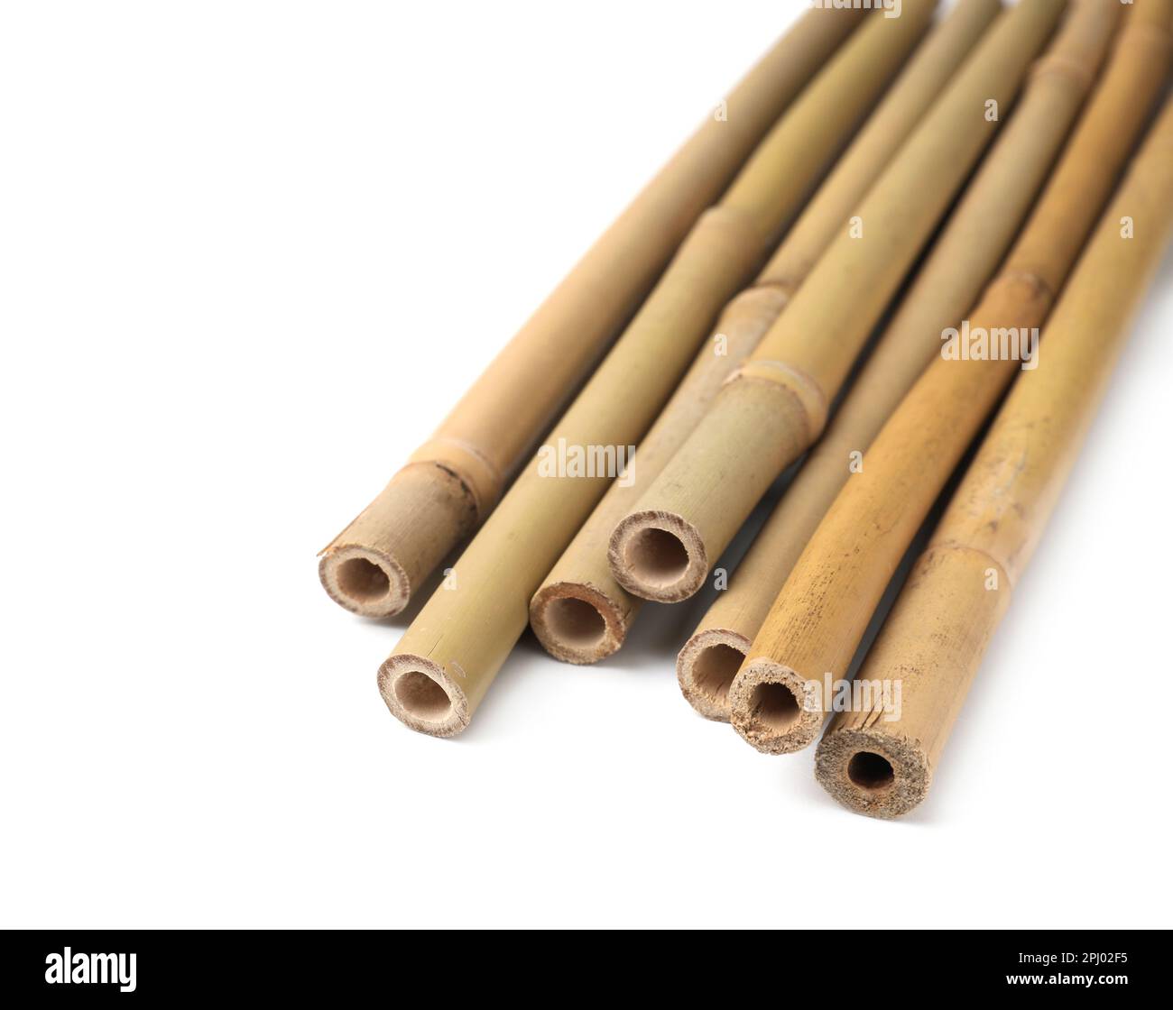 Pile of dry bamboo sticks on white background Stock Photo - Alamy