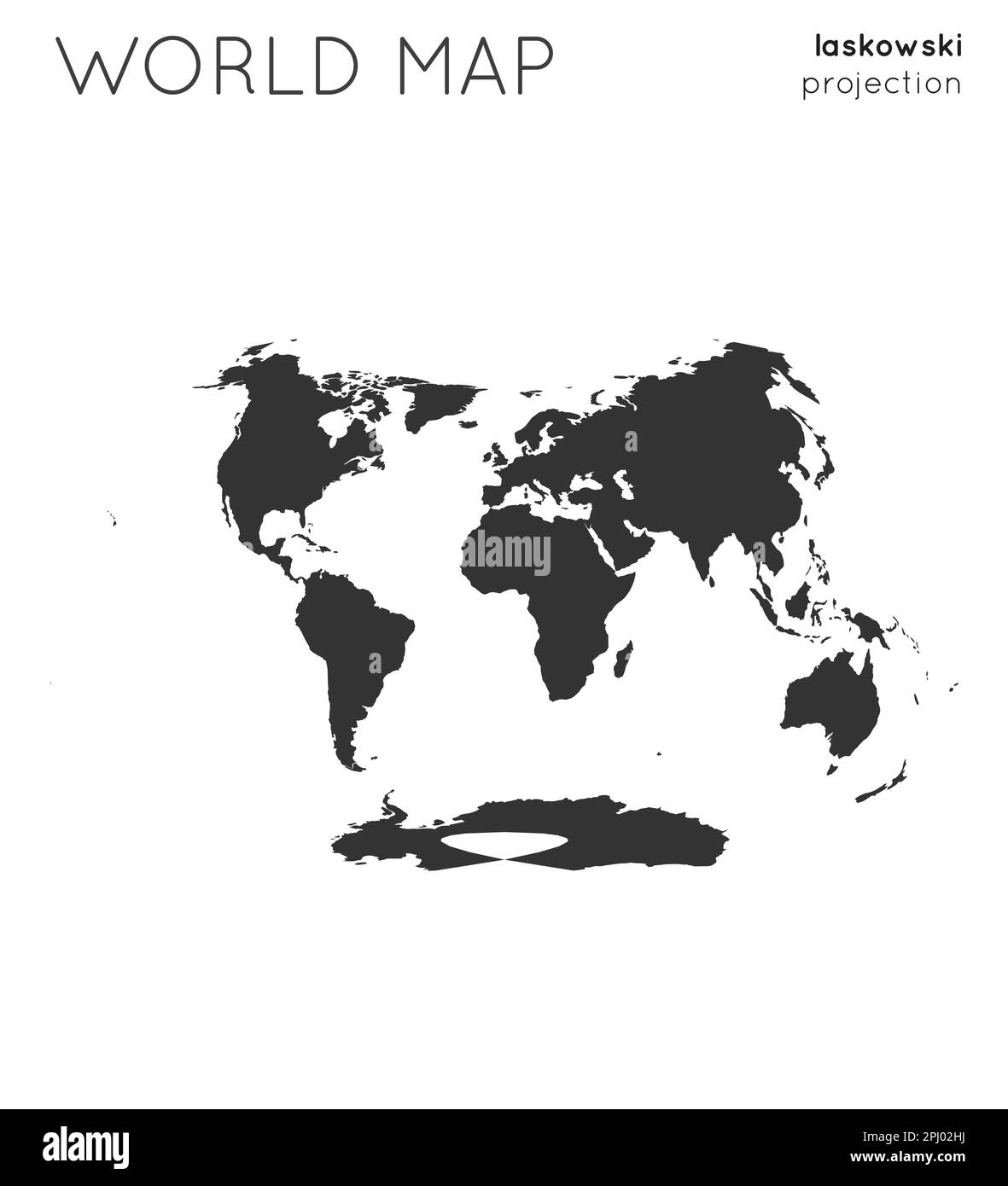 World Map Globe In Laskowski Projection Plain Style Modern Vector Illustration Stock Vector