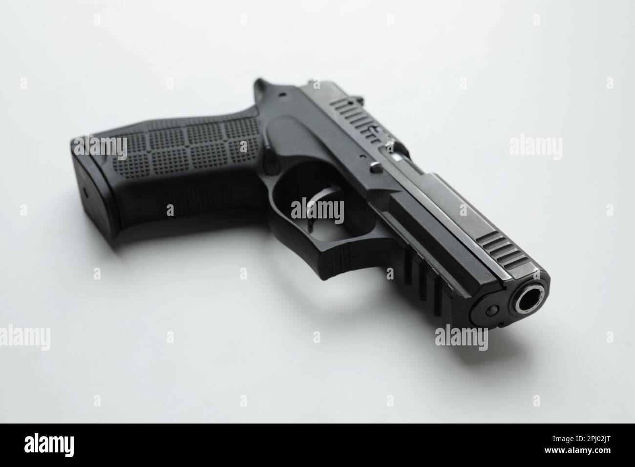 Semi-automatic pistol on white background. Standard handgun Stock Photo ...