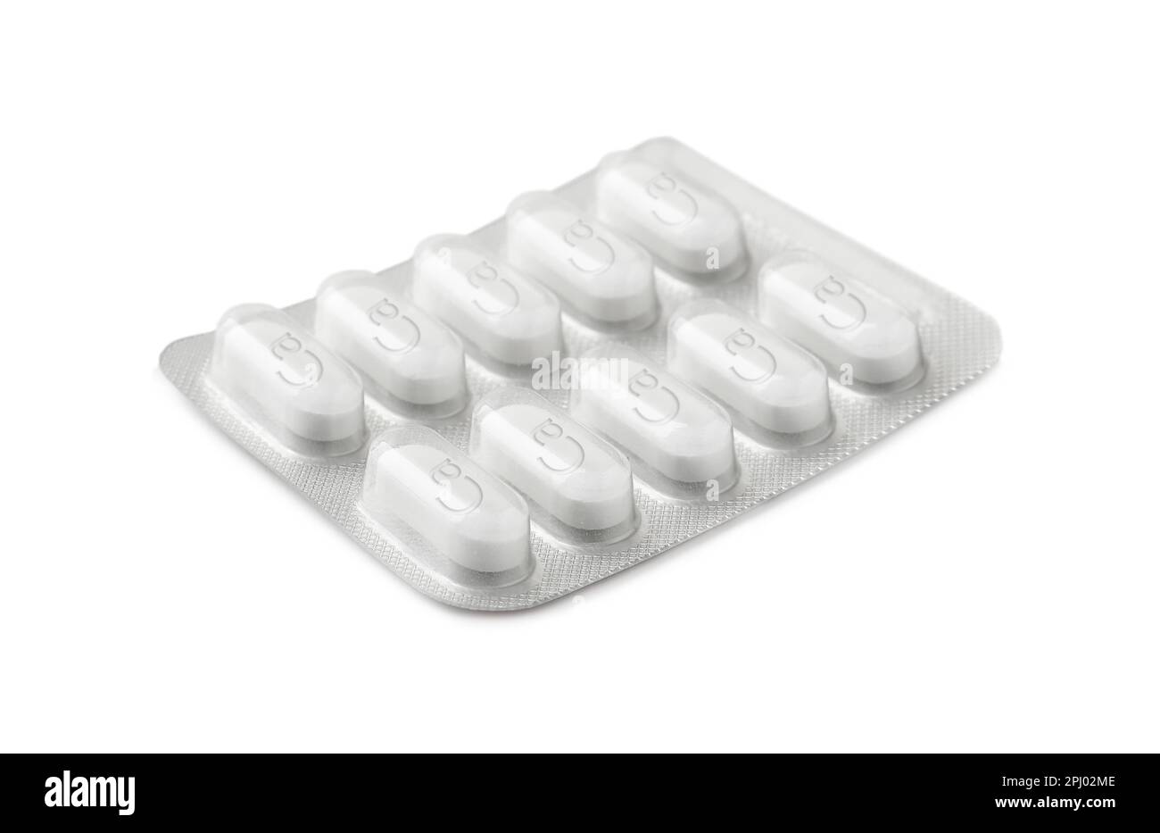 Calcium supplement pills in blister pack on white background Stock ...
