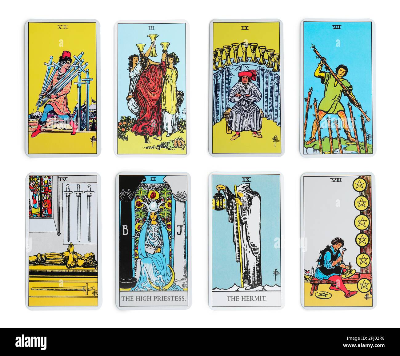 Set with different tarot cards on white background Stock Photo - Alamy