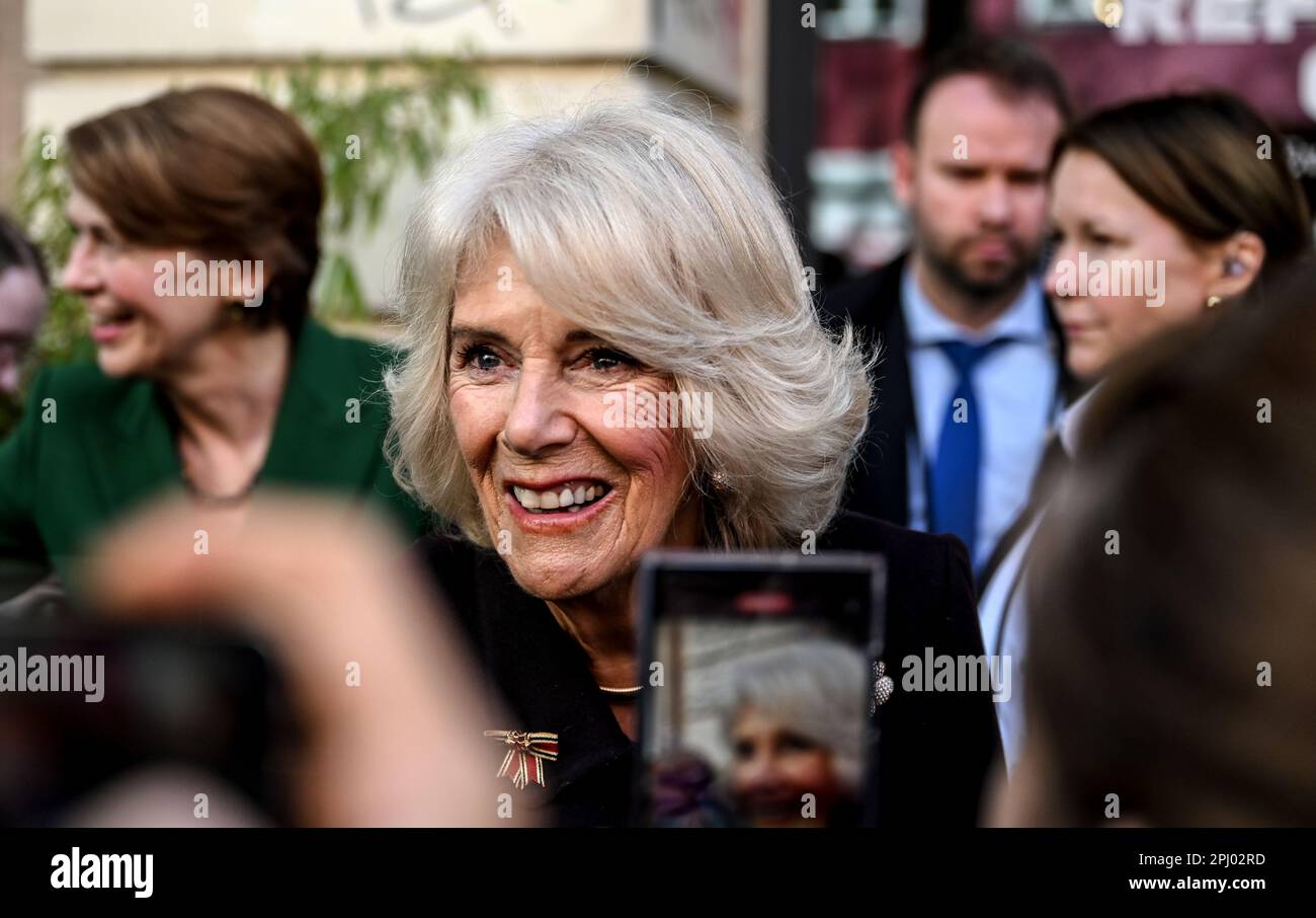 Berlin, Germany. 30th Mar, 2023. Royal consort Camilla greets her fans ...