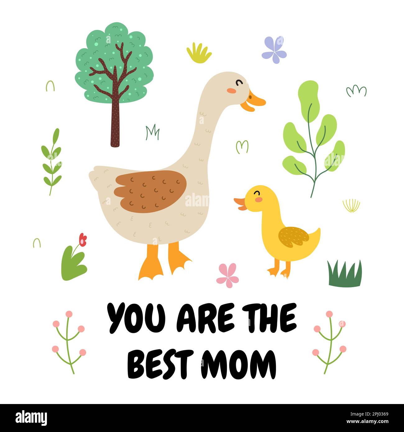You are the best mom ever print with a cute mother goose and her baby ...