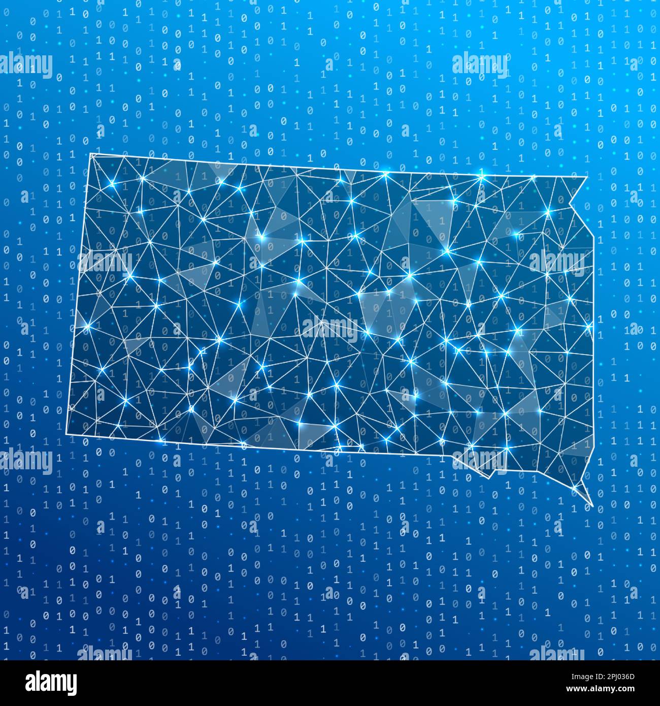 Network map of South Dakota. US state digital connections map ...