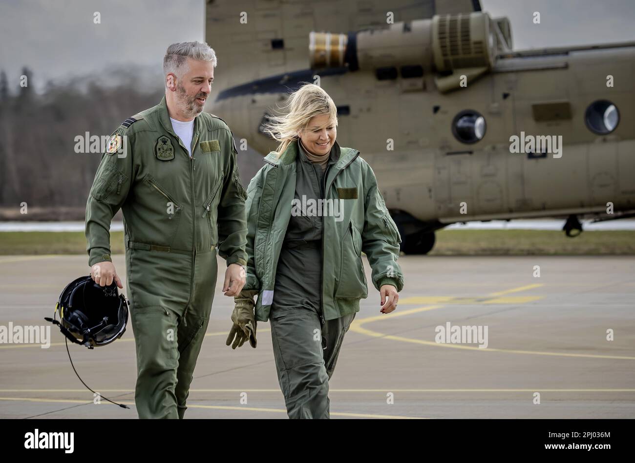 RIJEN - Queen Maxima gets out after training for extinguishing forest ...
