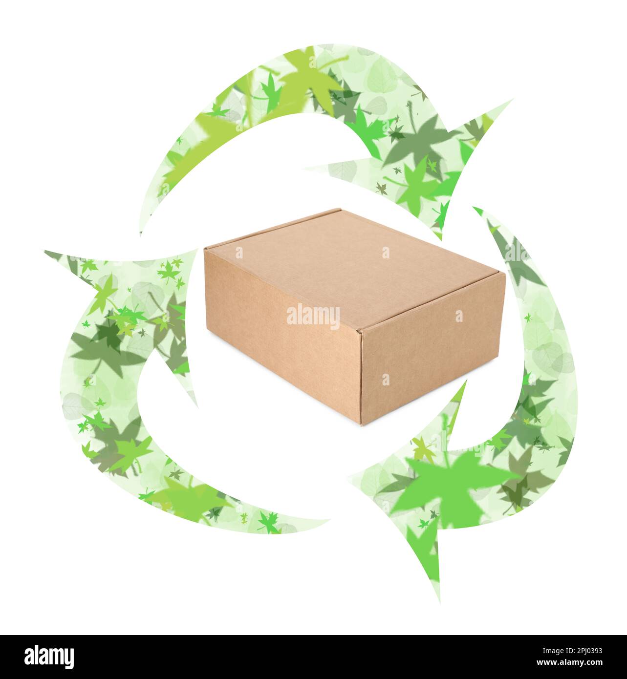 Cardboard box and recycling symbol on white background Stock Photo - Alamy