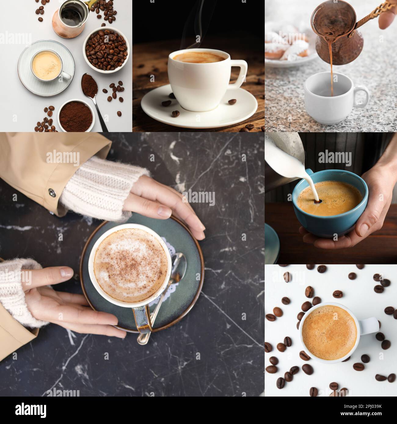 Beautiful collage with different photos of aromatic coffee Stock Photo ...