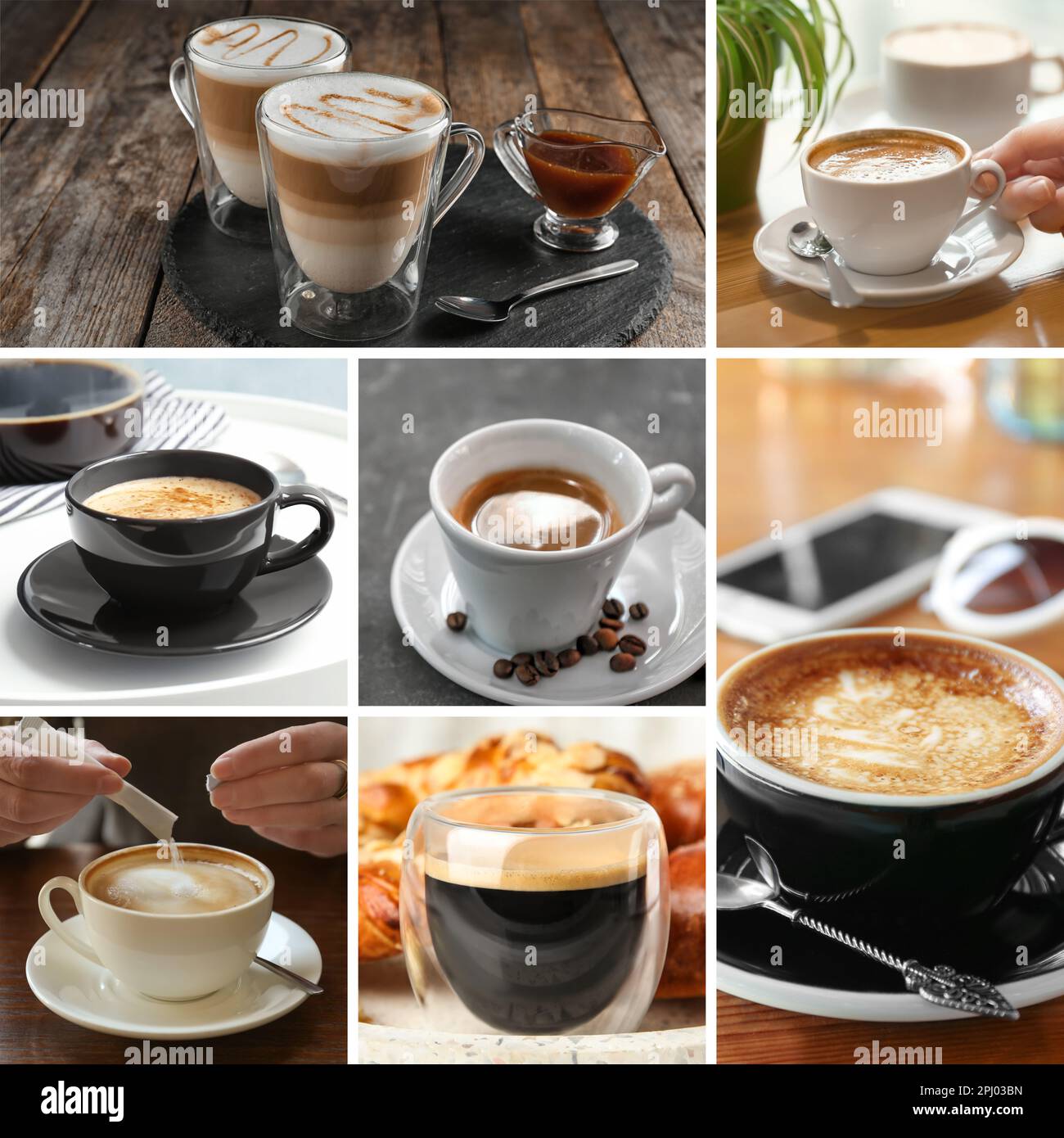 Beautiful collage with different photos of aromatic coffee Stock Photo ...