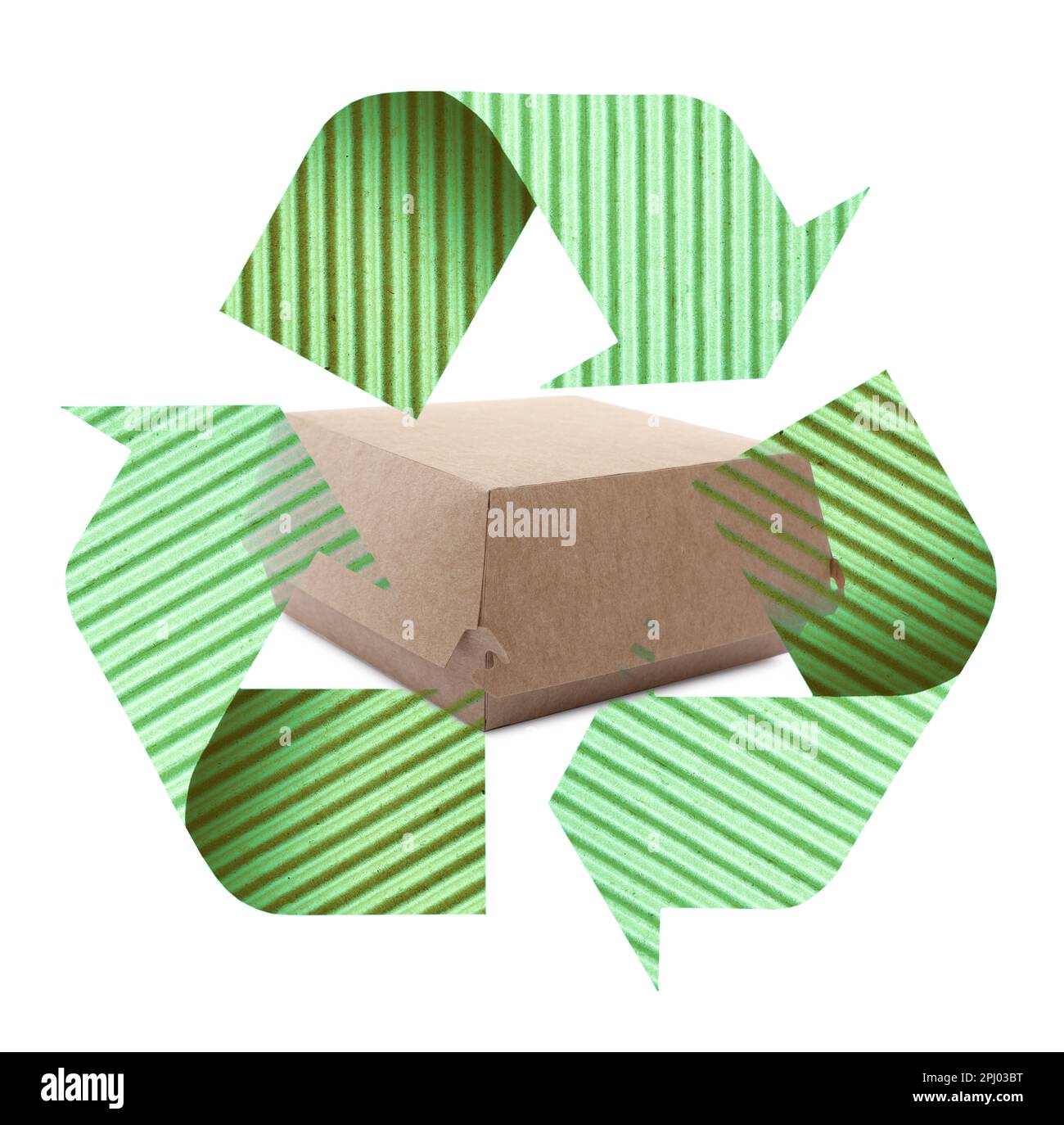 Paper box and recycling symbol on white background Stock Photo - Alamy
