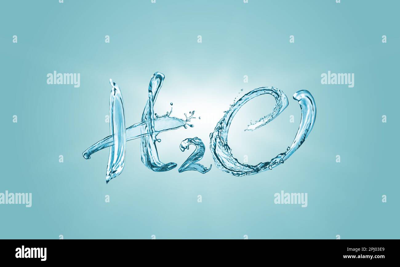 Chemical formula H2O made of water on light blue background Stock Photo ...