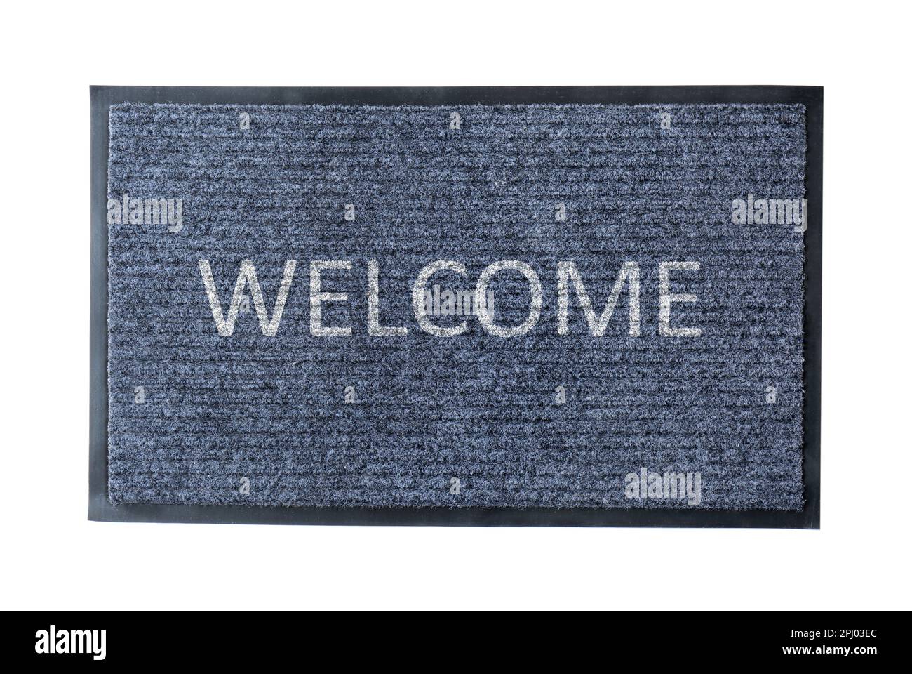 Grey door mat with word WELCOME isolated on white, top view Stock Photo ...