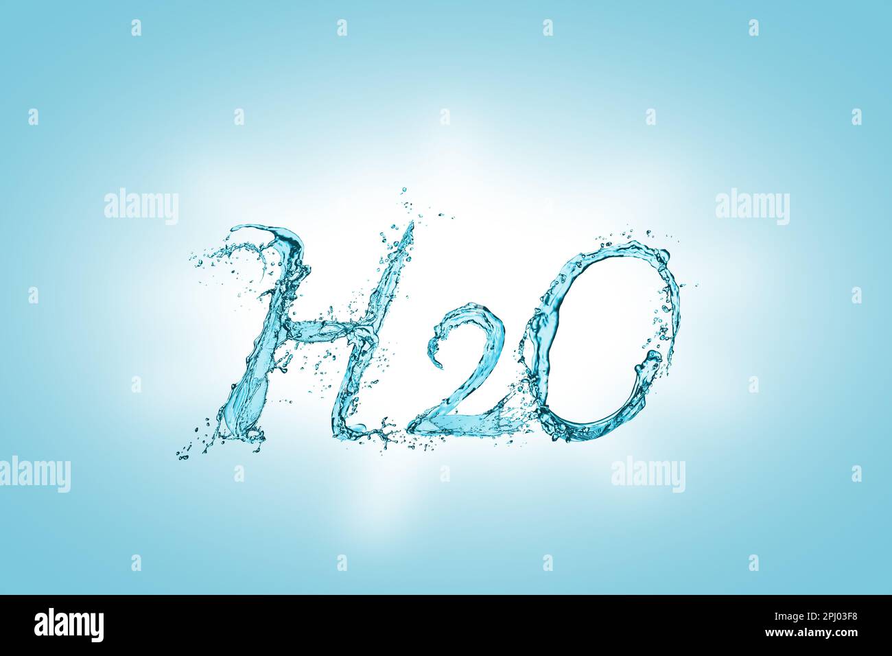 Chemical formula H2O made of water on light blue background Stock Photo ...