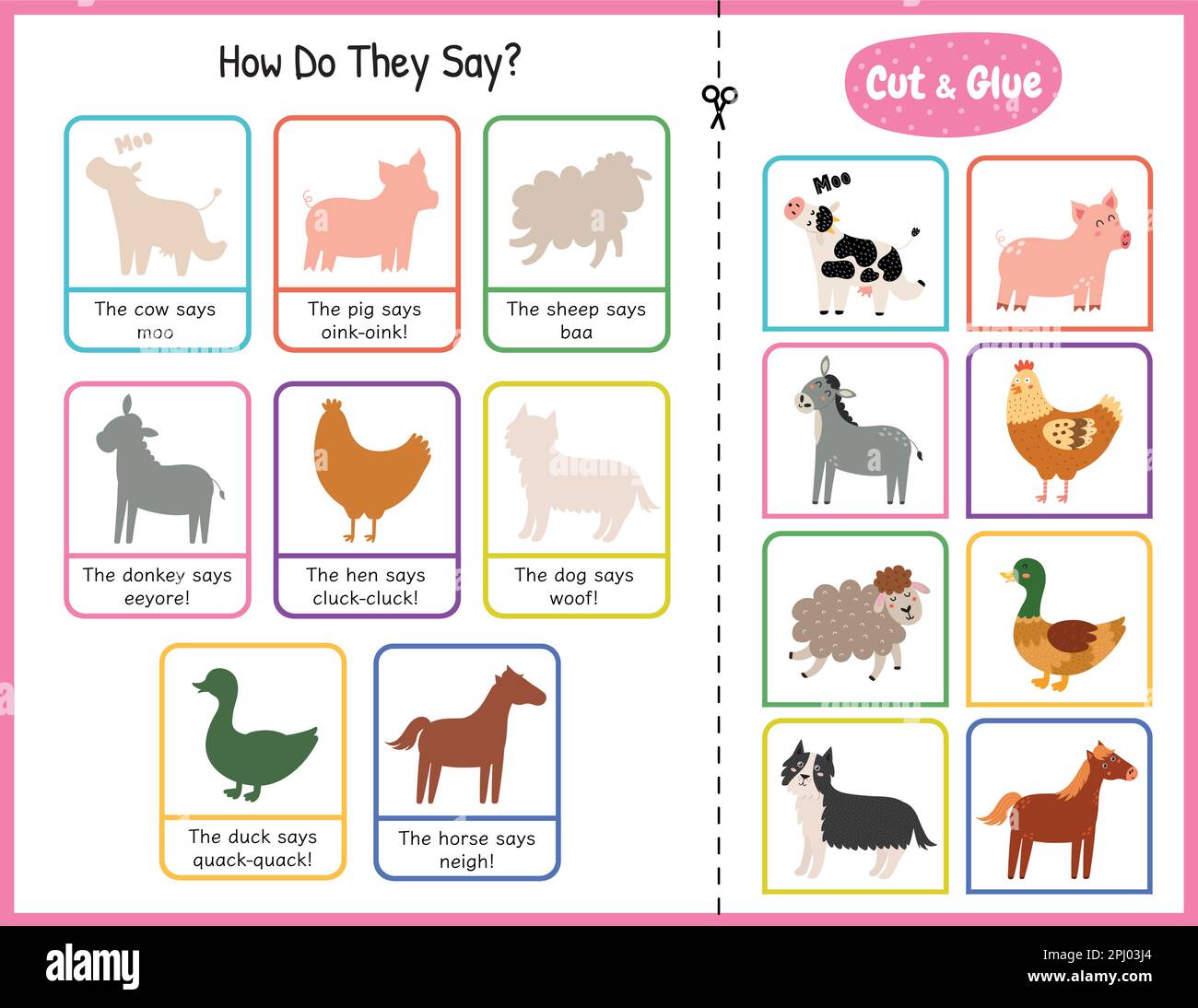 How do they say cut and glue game with cute farm characters ...