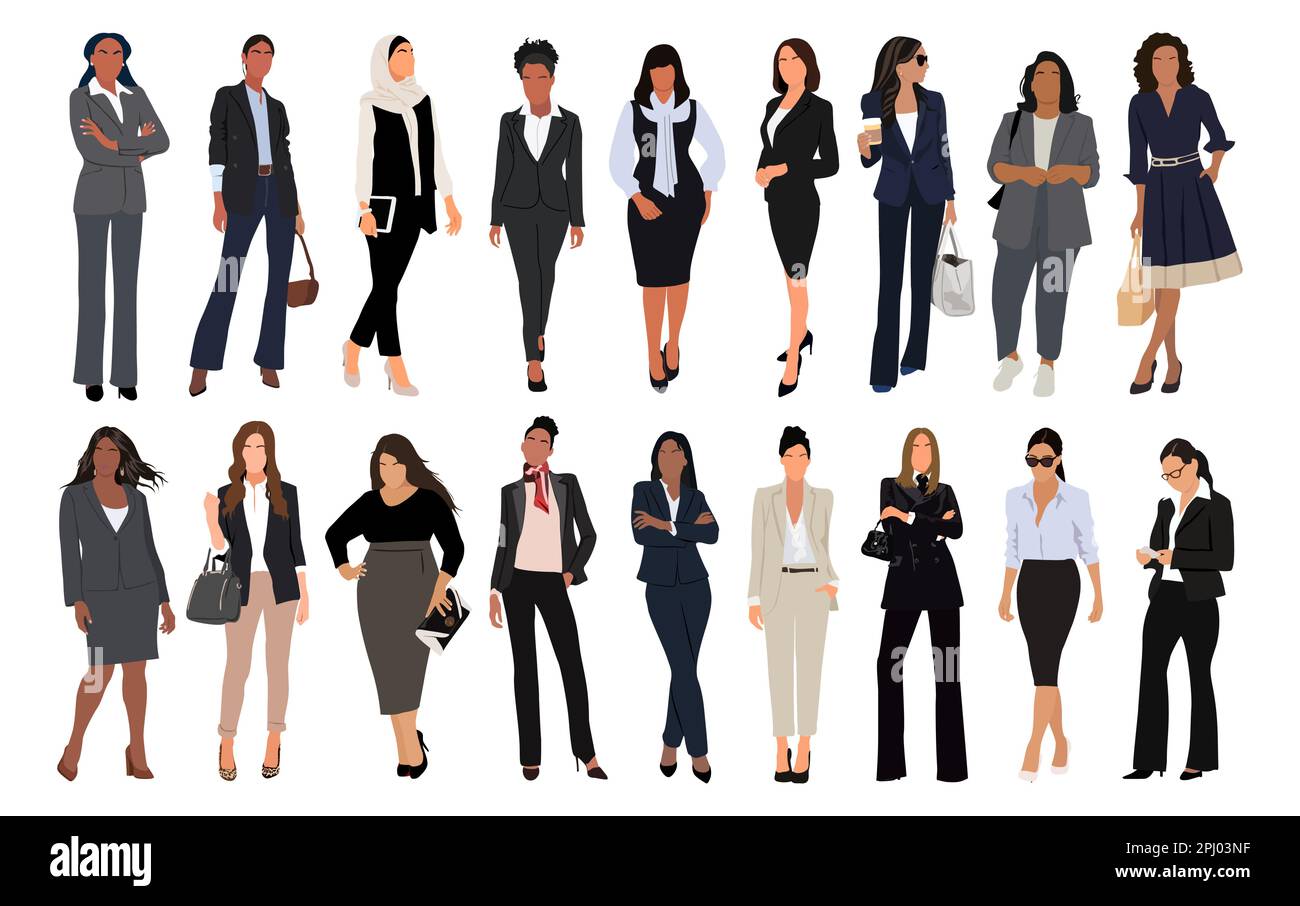 Business women collection Vector isolated on white Stock Vector Image ...