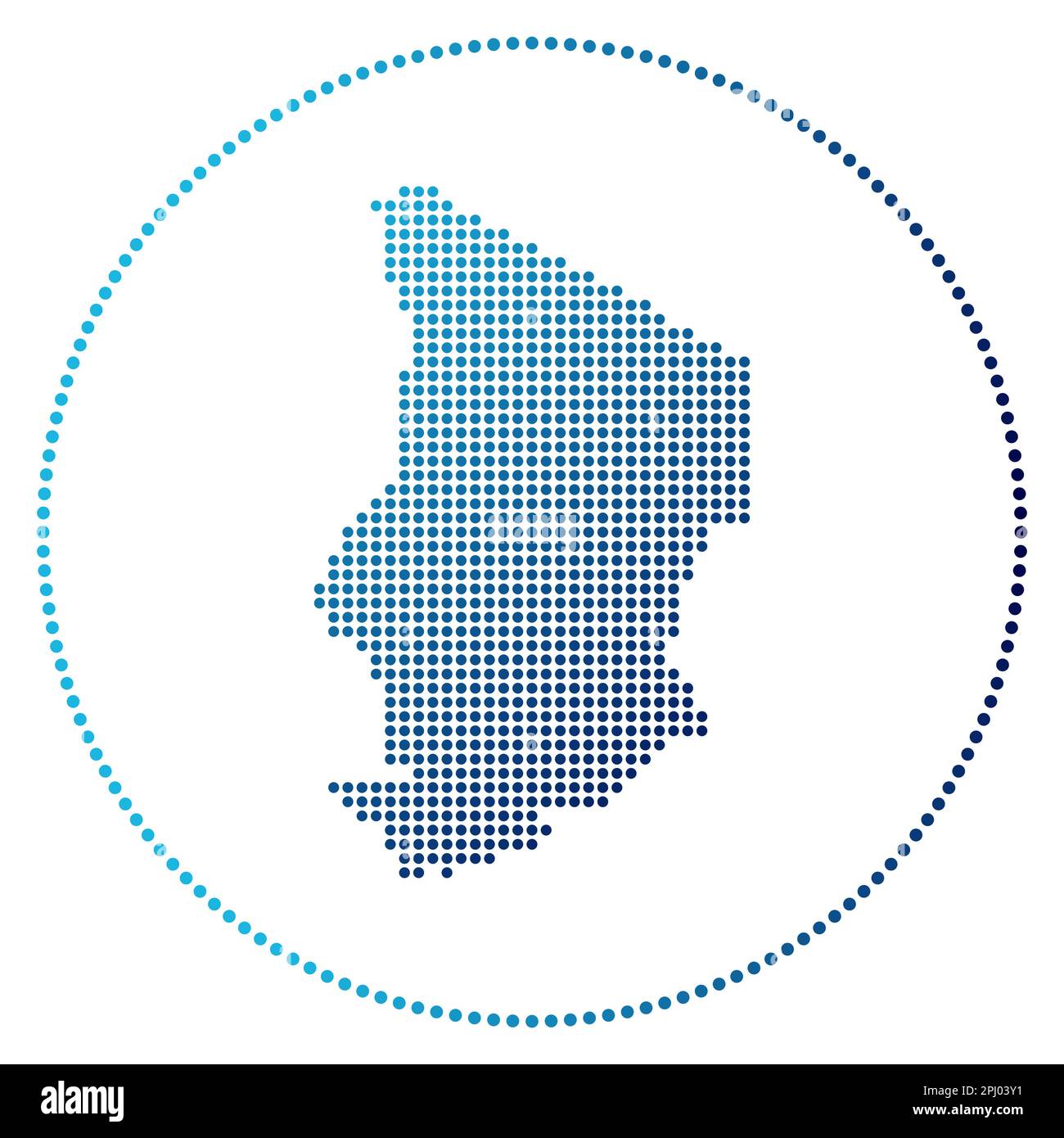 Chad digital badge. Dotted style map of Chad in circle. Tech icon of ...