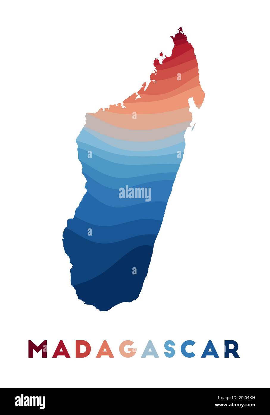Madagascar map. Map of the country with beautiful geometric waves in ...