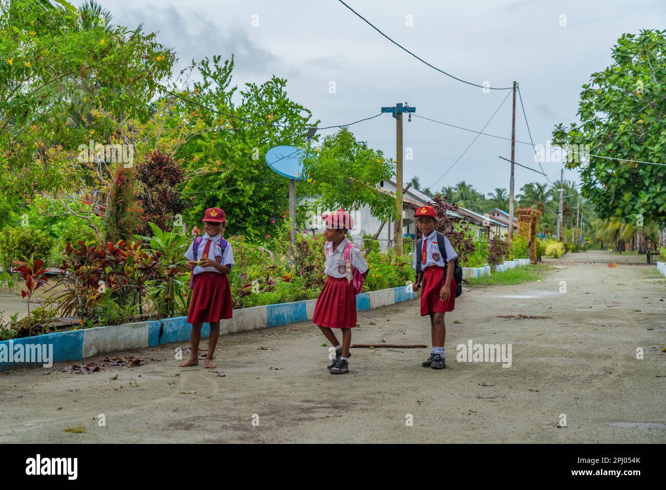 Waisai, West Papua, Indonesia - February 2023: Three children from West ...