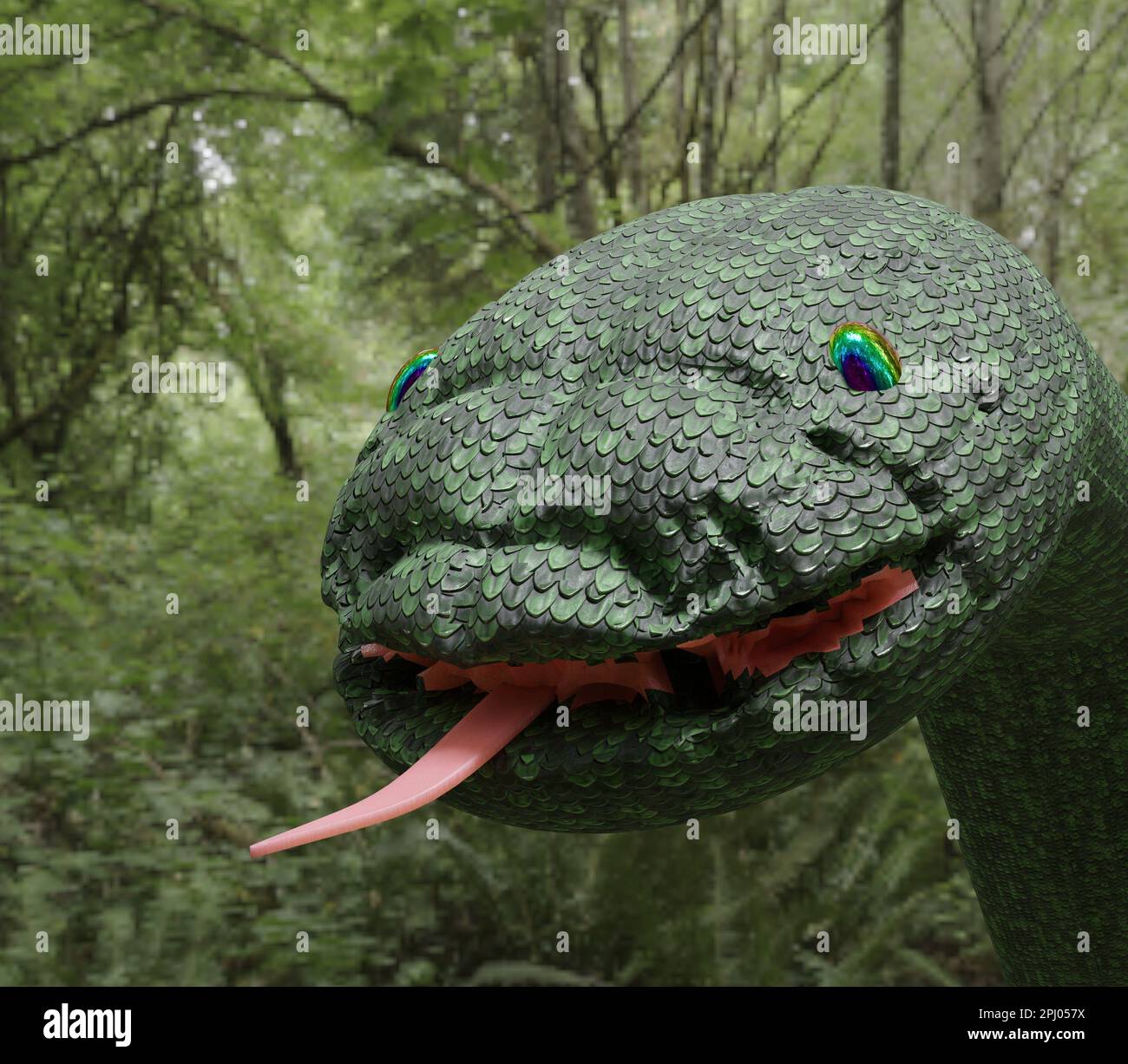 Head of serpent in the woods, 3d rendering Stock Photo - Alamy