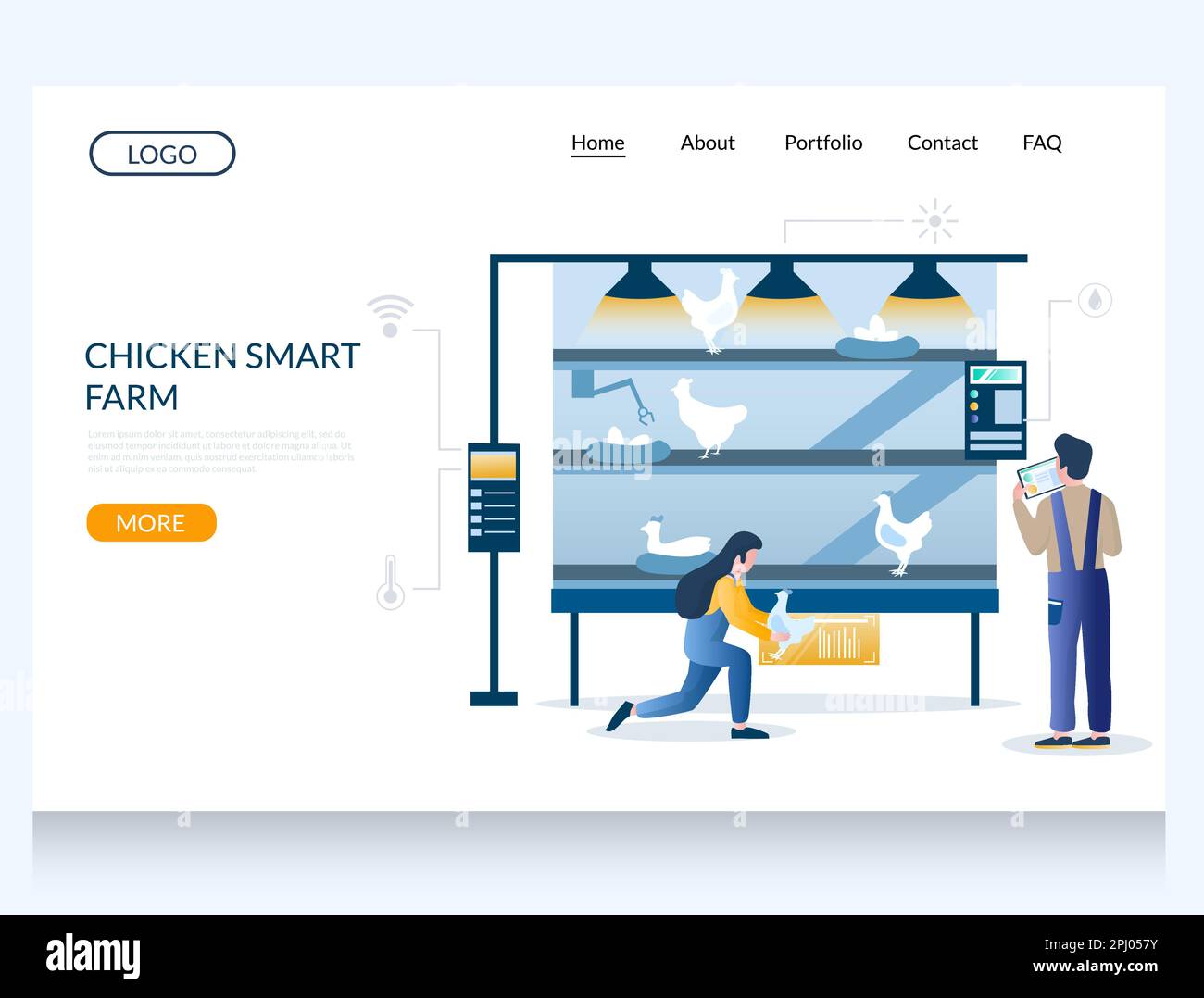 Chicken smart farm vector website landing page design template Stock ...