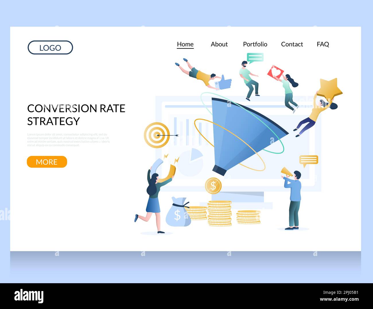 Conversion rate strategy vector website landing page design template ...