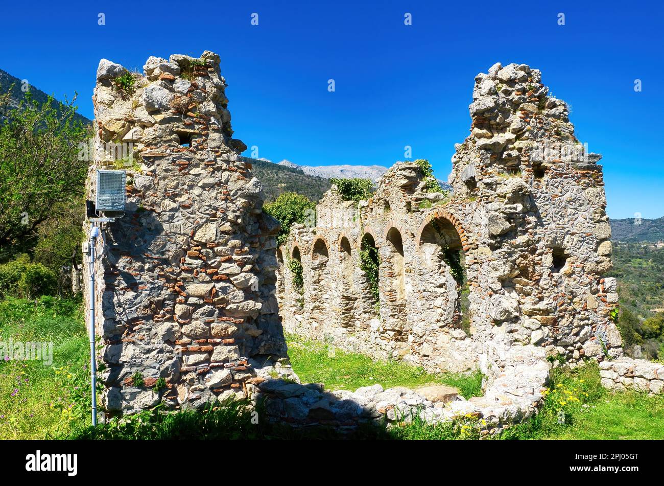 A beautiful shot of the historic ruins of a Byzantine Church in ...