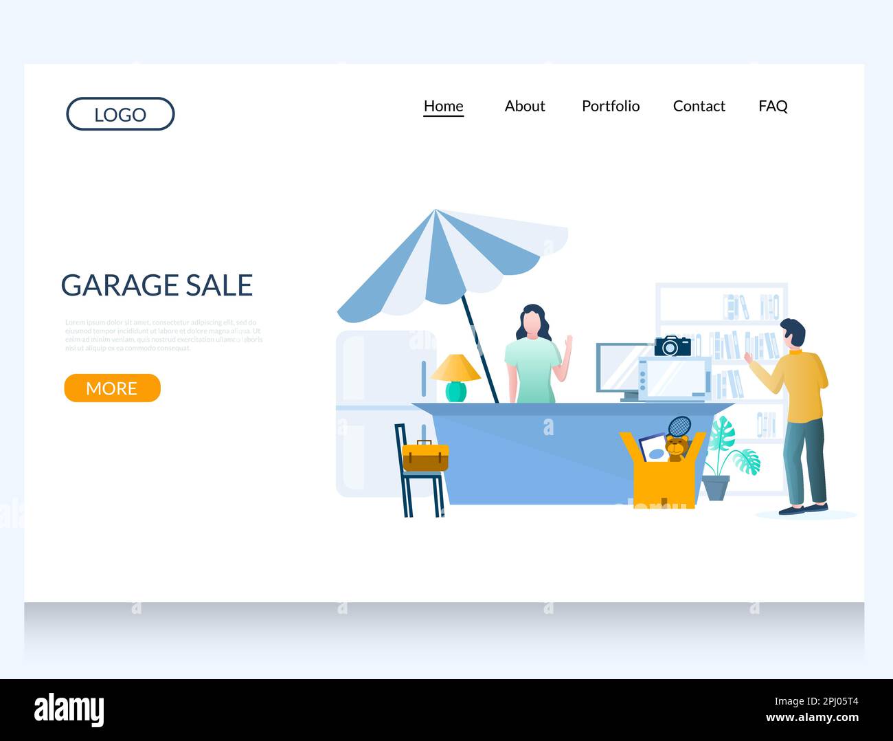Garage sale vector website landing page design template Stock Vector ...