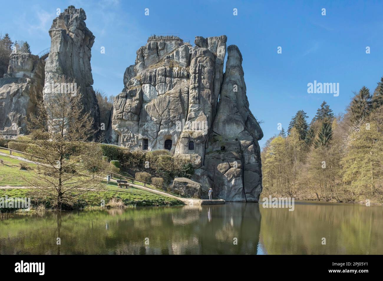 Externsteine, sandstone formation, Teutoburg Forest, Horn-Bad Meinberg ...