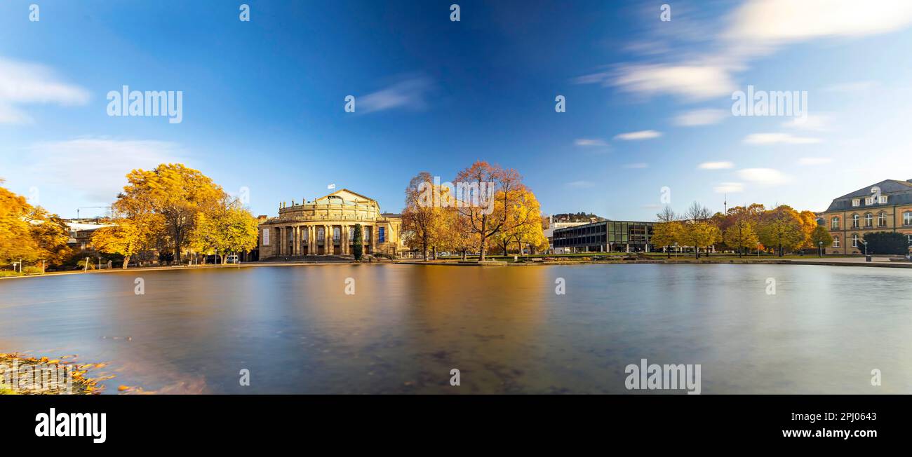 Stuttgart Opera House, the historic Littmann Building reflected in the ...