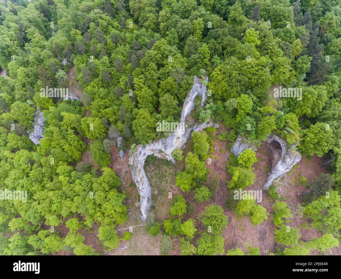 Geissenkloesterle, rock overhang in the Achtel. The Eiszeithoehle is ...
