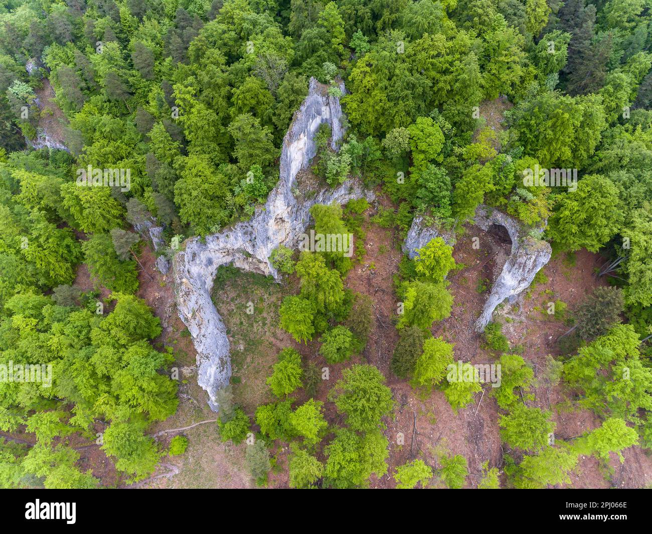 Geissenkloesterle, rock overhang in the Achtel. The Eiszeithoehle is ...