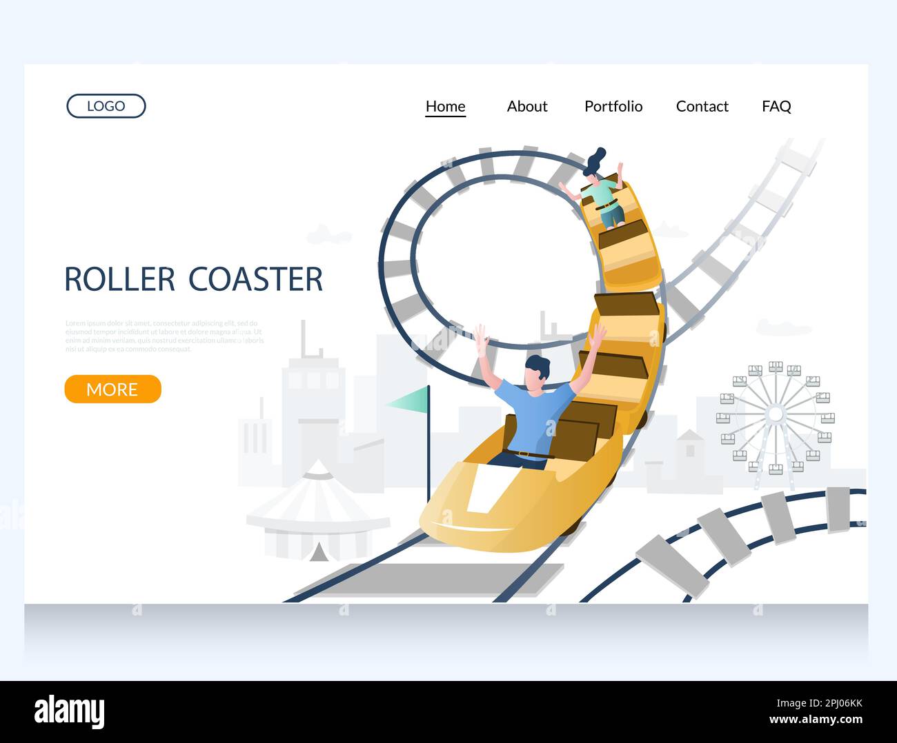 Roller coaster vector website landing page design template Stock Vector ...