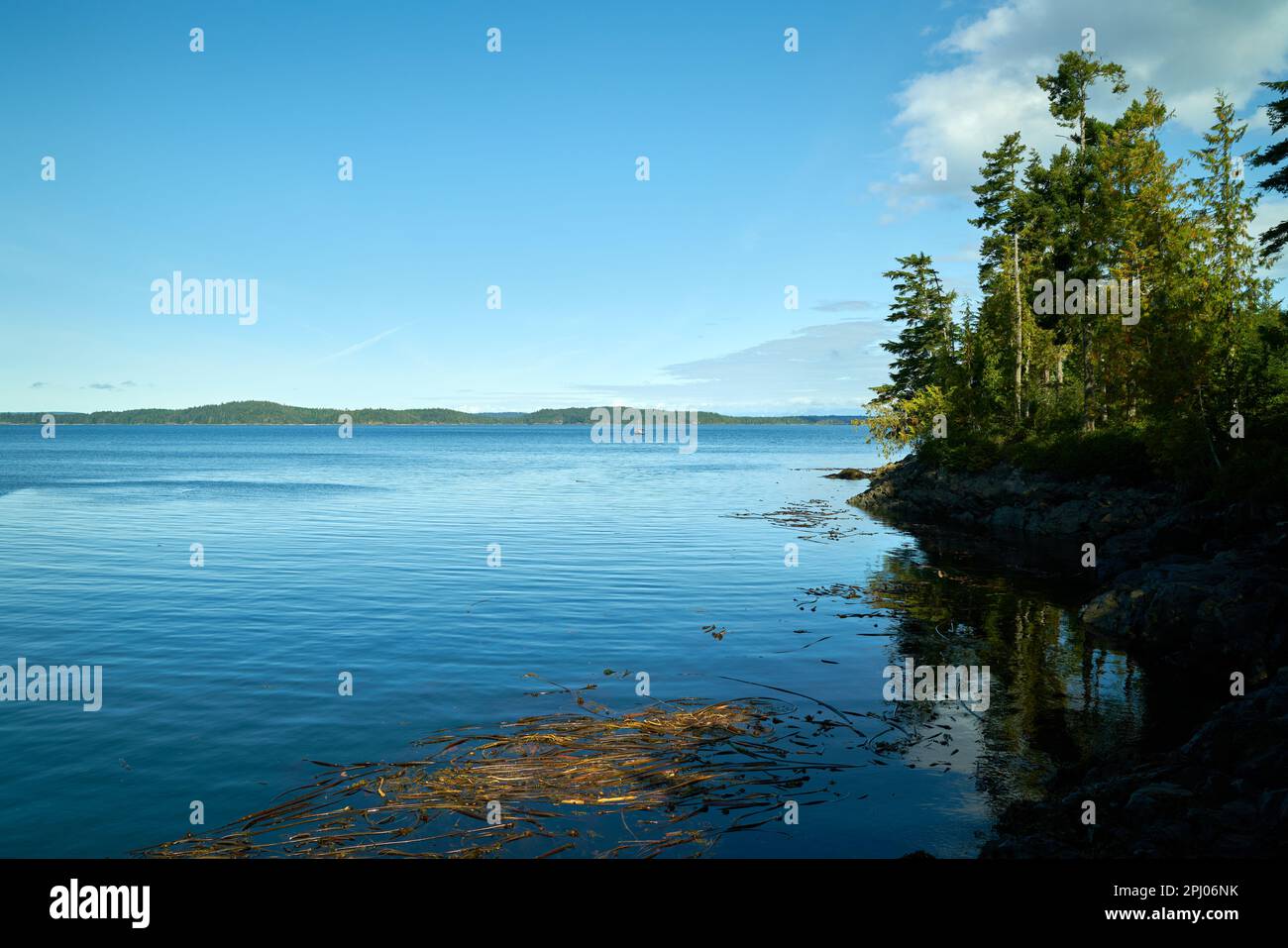 Johnstone Strait Calm Water Vancouver Island. A commercial fishing boat ...