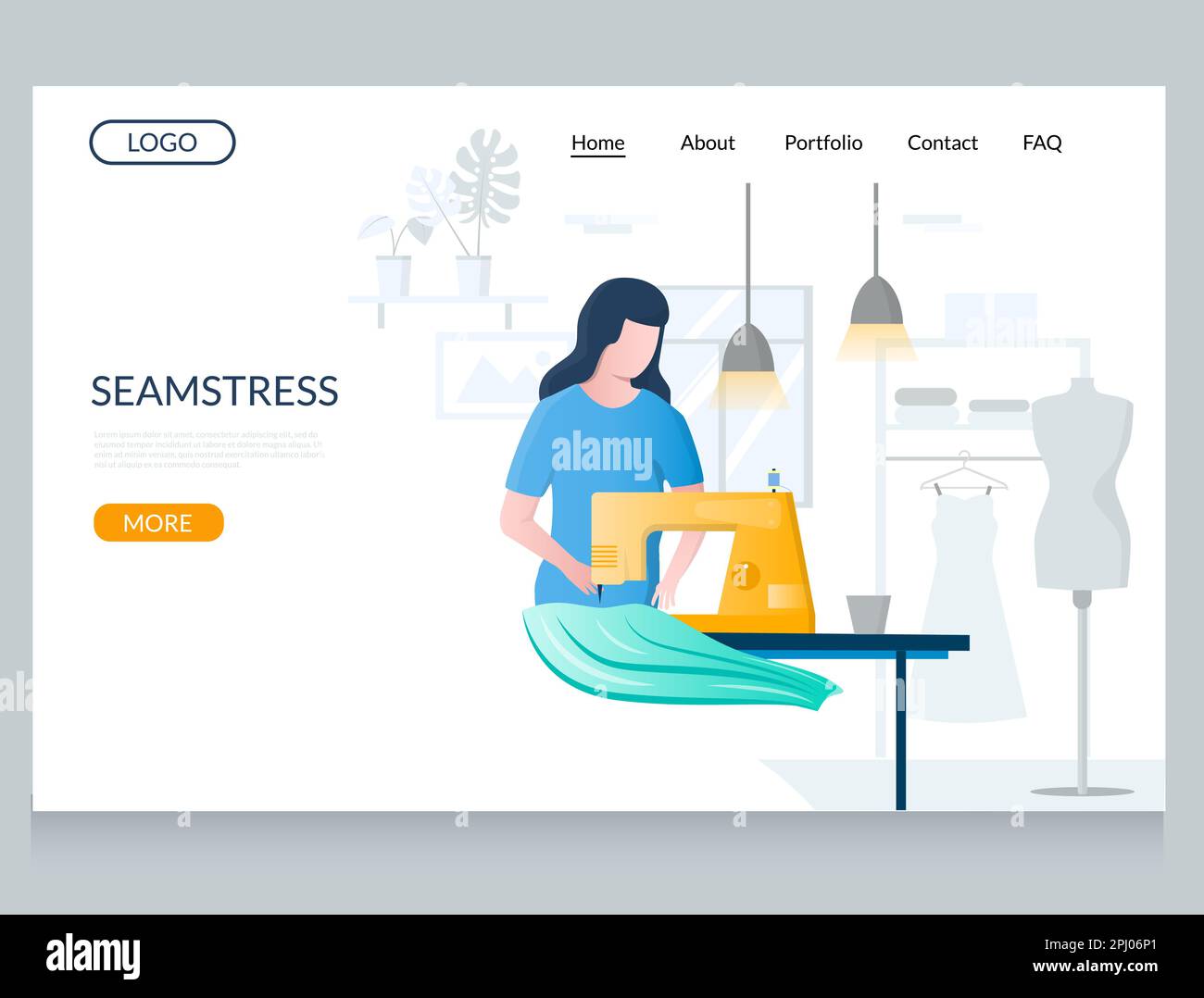 Seamstress vector website landing page design template Stock Vector ...