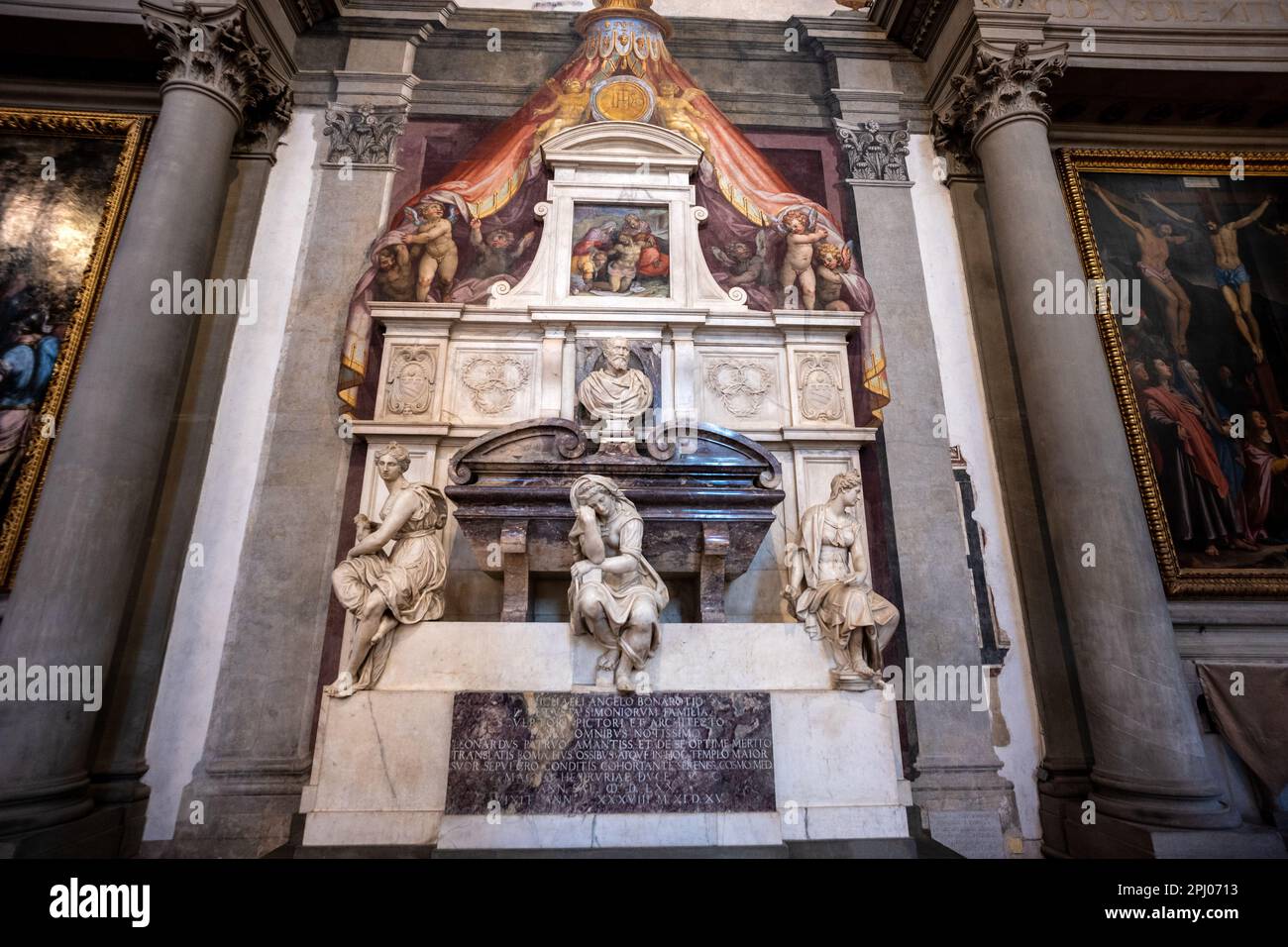 Tomb of Michelangelo designed by Giorgio Vasari in Santa Croce ...