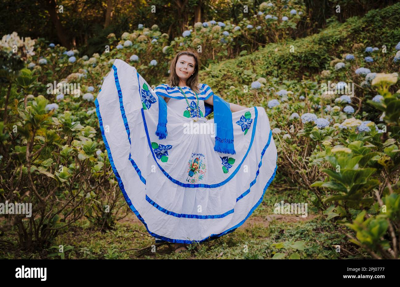 Girl in Nicaraguan national folk costume. Young Nicaraguan woman in ...