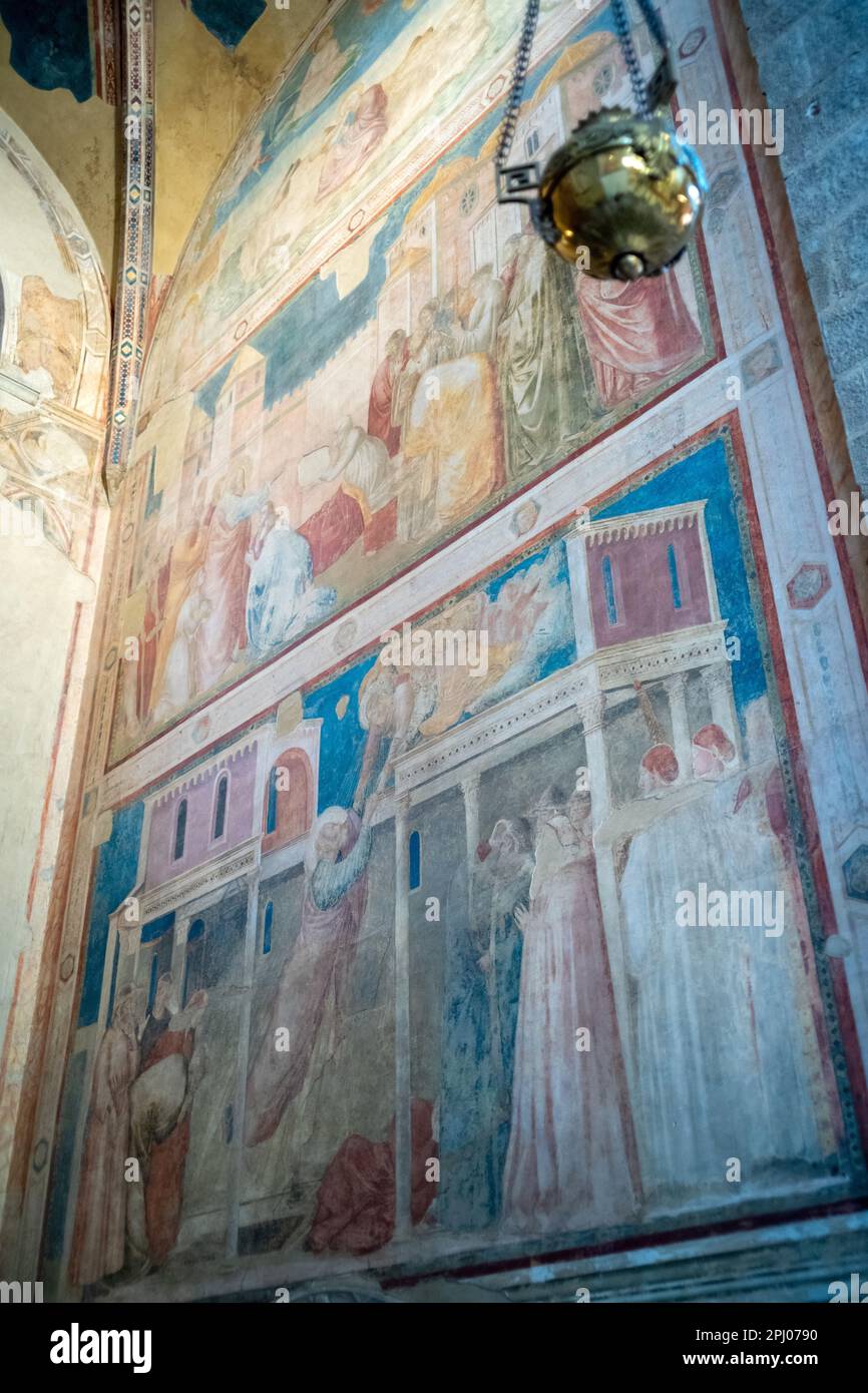 Giotto's frescoes in the Peruzzi chapel in Santa Croce, Florence Stock ...