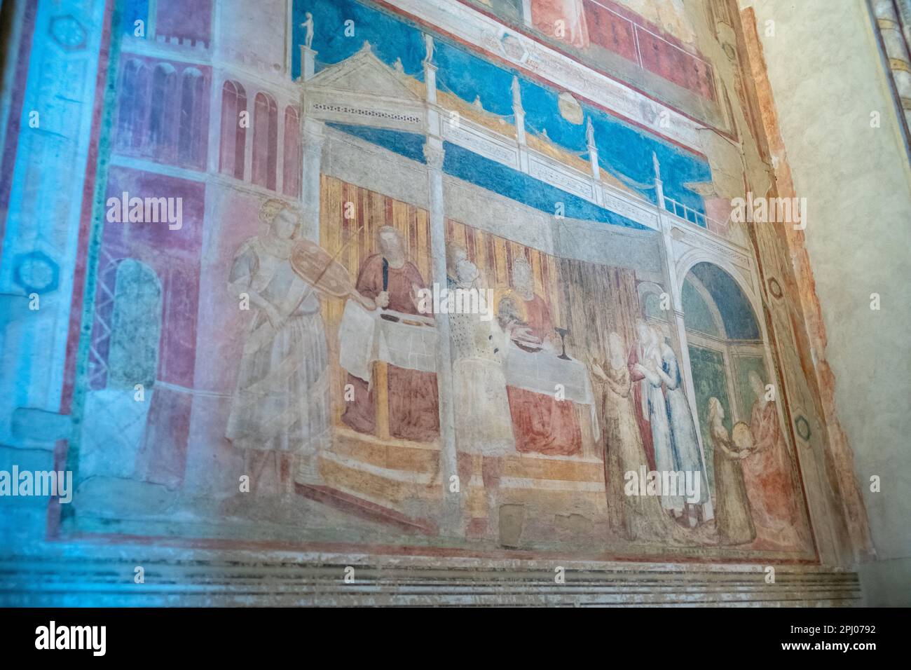 Giotto's frescoes in the Peruzzi chapel in Santa Croce, Florence Stock ...