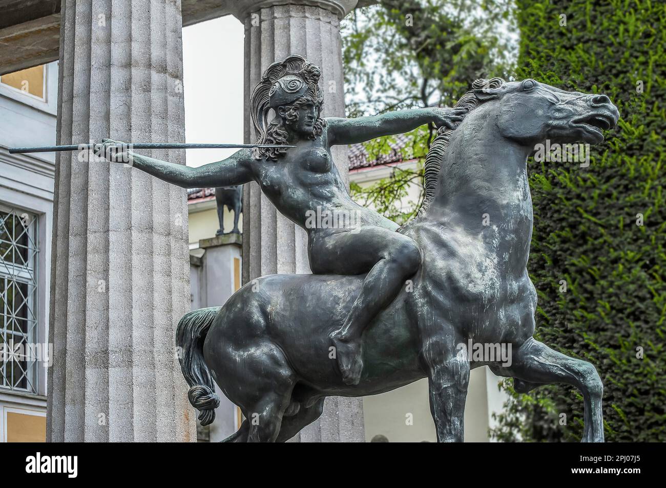 Sculpture Riding Amazon In Front Of The Villa Stuck Bogenhausen