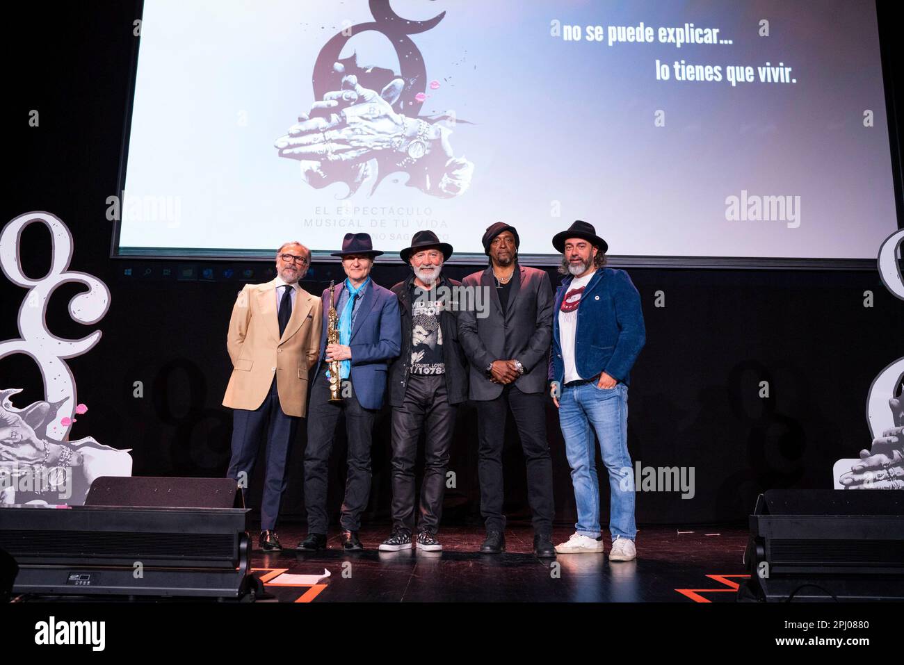 (L-R) Singer Antonio Carbonell, saxophonist Tim Ries, Live Nation ...
