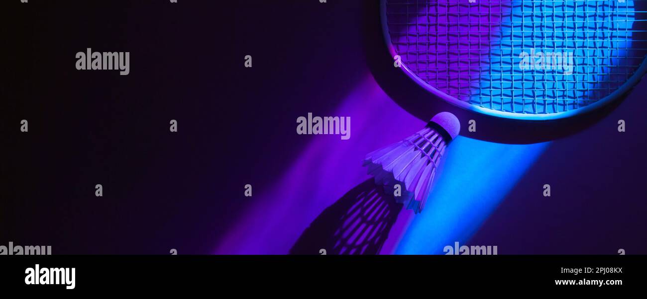 Badminton racket and shuttlecock in vibrant bold gradient holographic ...