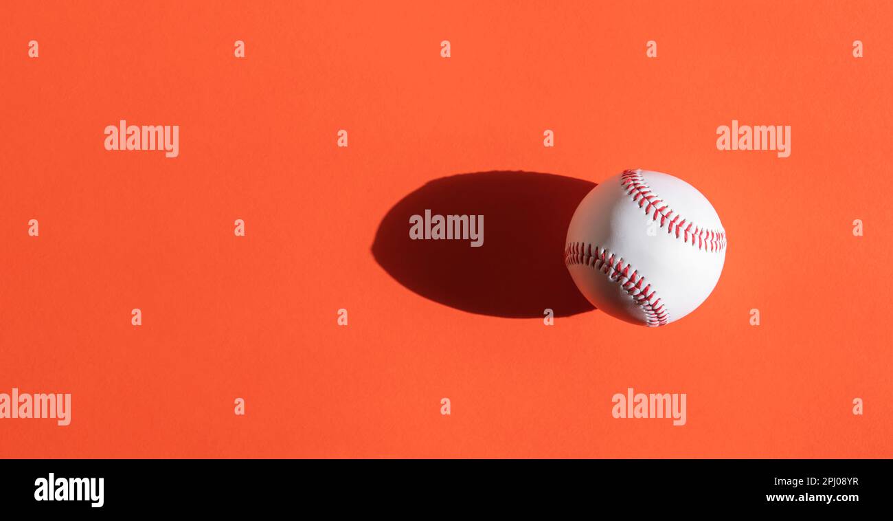 Baseball ball on orange background. Horizontal sport theme poster ...