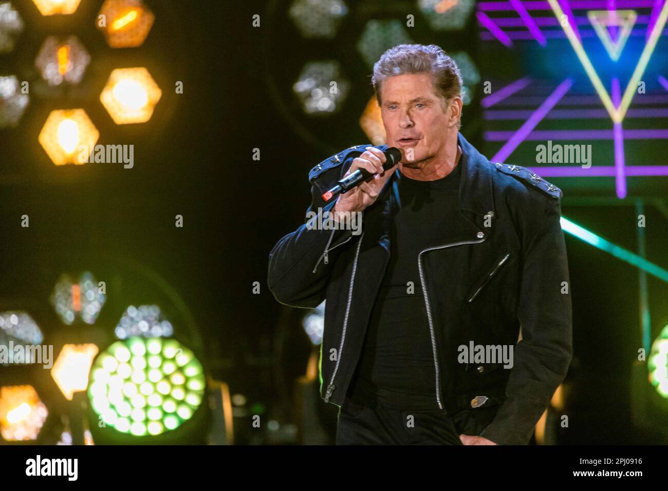 Singer David Hasselhoff performing on stage. 50 years of ZDF Hitparade ...