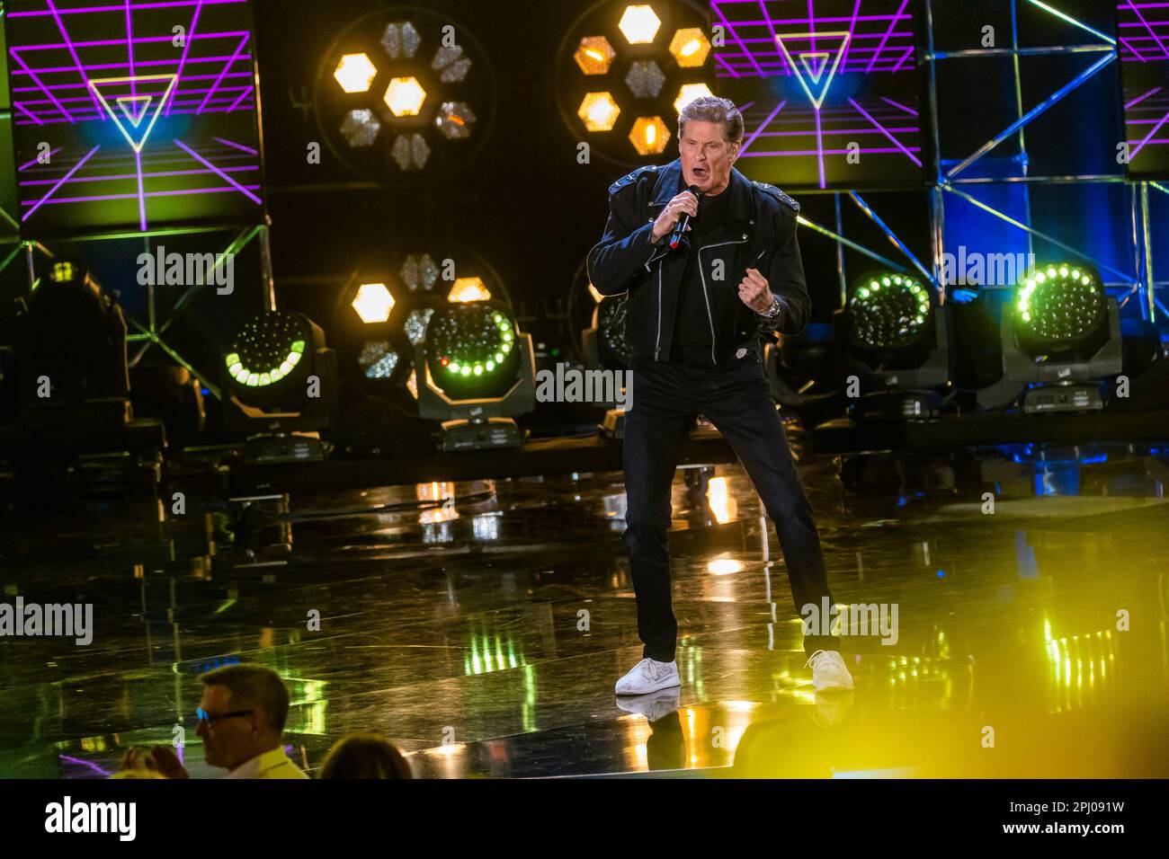 Singer David Hasselhoff performing on stage. 50 years of ZDF Hitparade ...