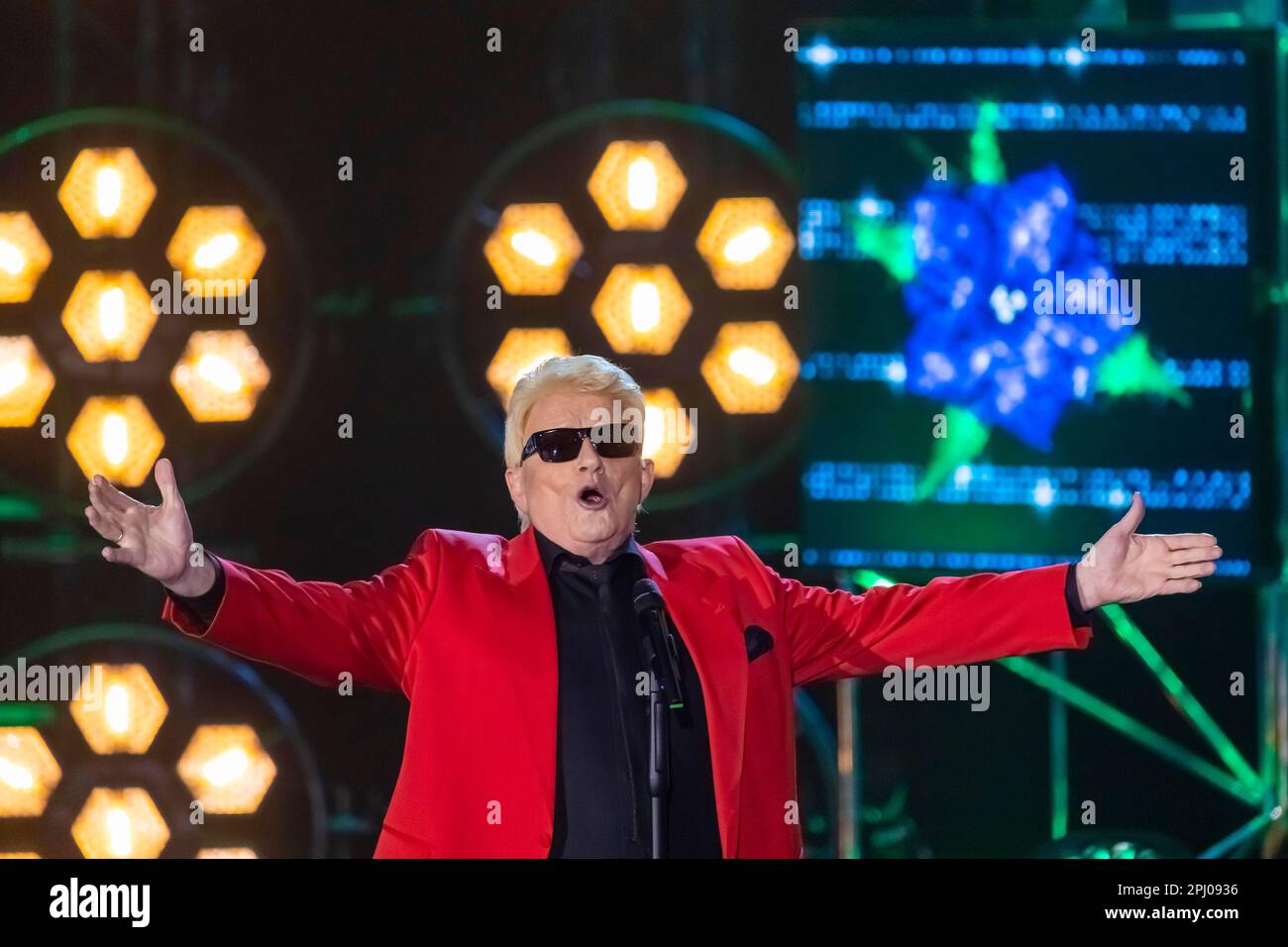 Singer Heino performing on stage. 50 years of the ZDF Hit Parade ...