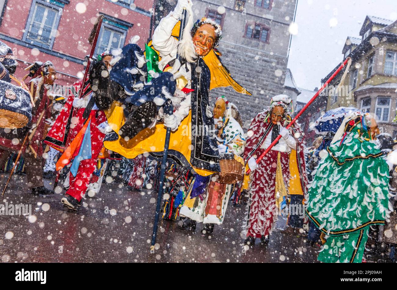 Rottweiler Narrensprung in heavy snowfall, highlight of the Swabian ...