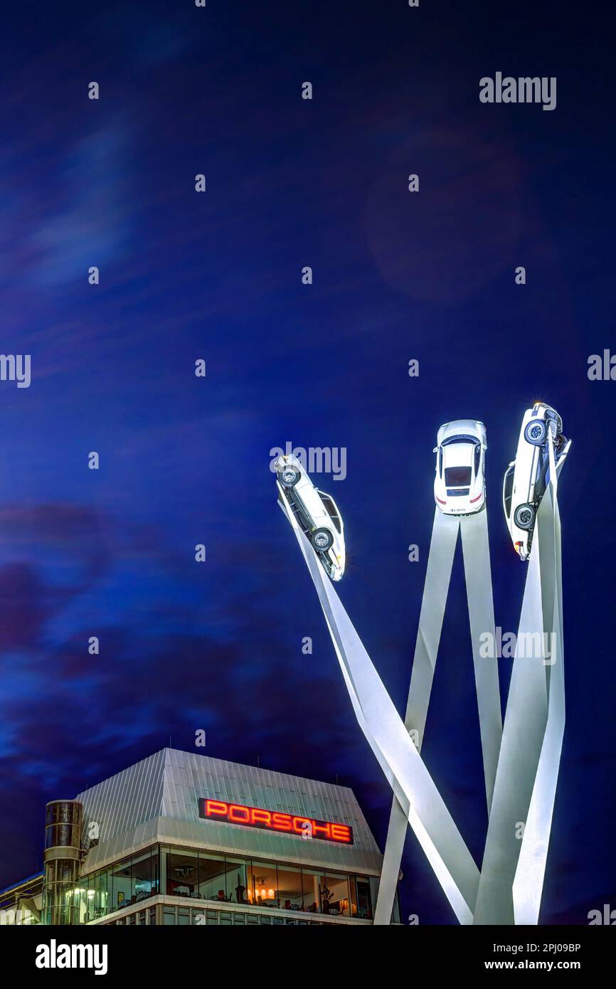 Porsche Headquarters, artwork Inspiration 911 by Gerry Judah at night ...