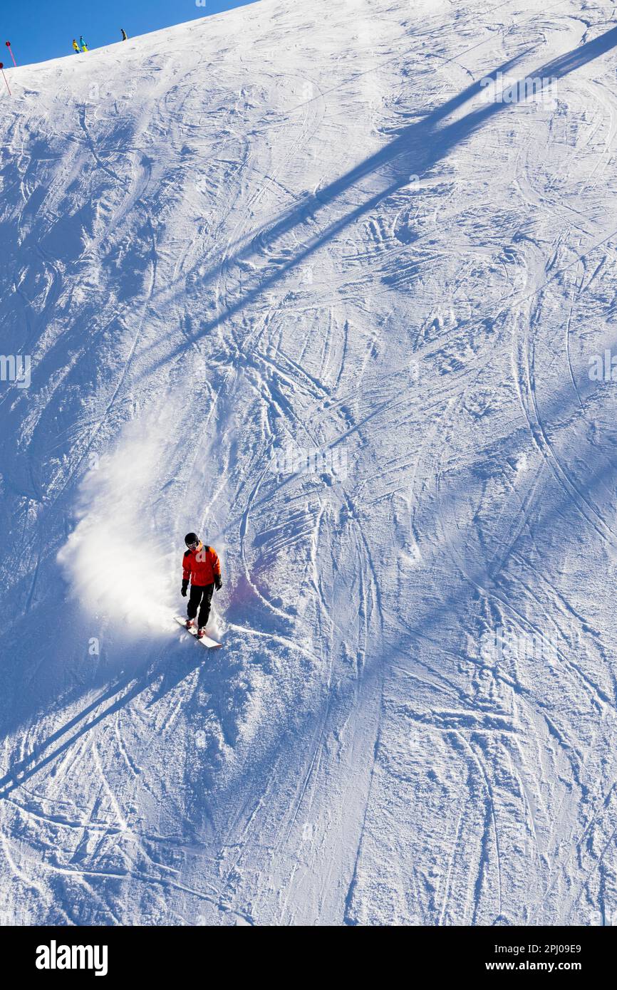 Skiers in the Val Gardena Dolomiti Superski ski area South Tyrol ...