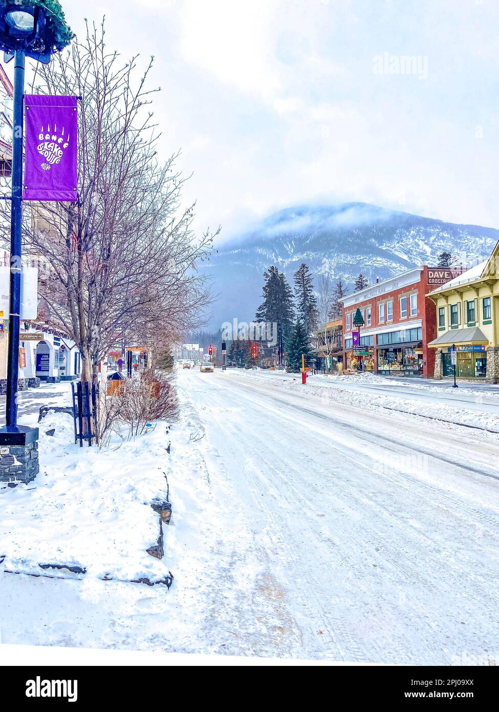 Winter road in Banff, Alberta, Canada Stock Photo - Alamy