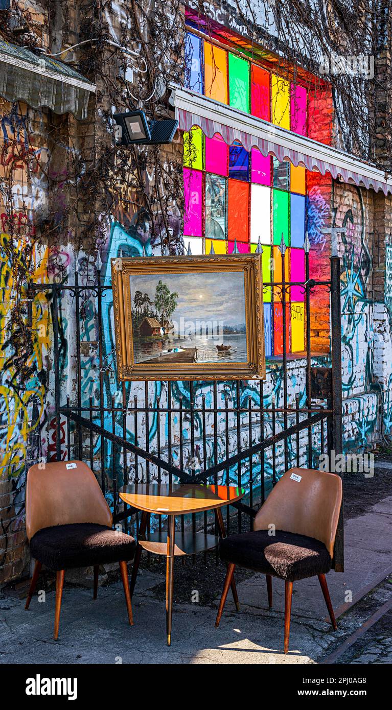 Colourful mosaic windows, RAW site, former Reichsbahn repair works ...