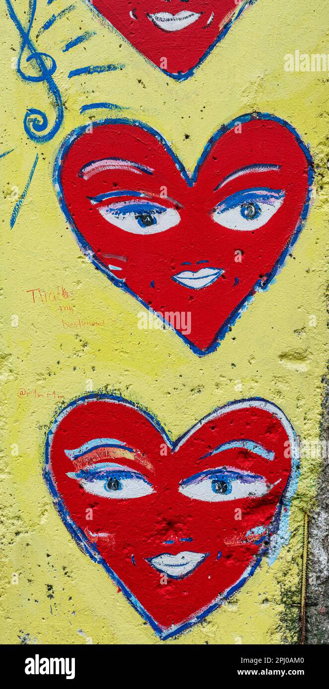 Graffiti on the remains of the Wall at Potsdamer Platz, Berlin, Germany ...